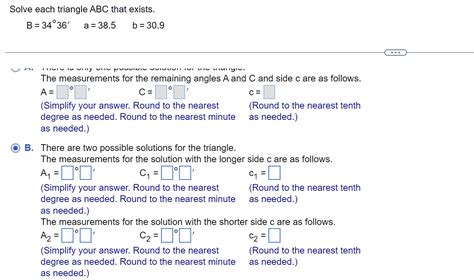 Solved Solve Each Triangle Abc That Exists
