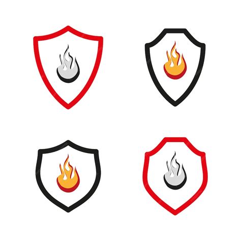 Premium Vector Fire Protection Shield Set Flame Safety Symbol Firewall Security Icons Vector