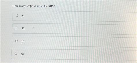 Solved How Many Sections Are In The SDS 9121620 Chegg Com