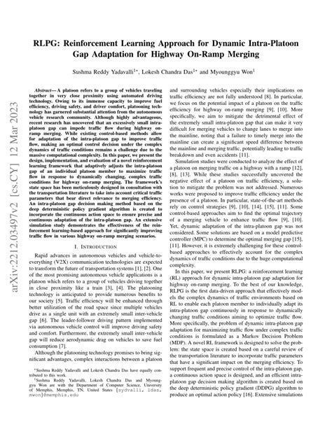 Pdf Rlpg Reinforcement Learning Approach For Dynamic Intra Platoon