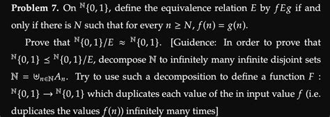 Solved Problem 7 On N 0 1 Define The Equivalence Relation Chegg Com