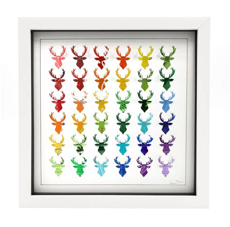 Rainbow Can Stag Pattern Framed Design — Sarah Turner Eco Art And Design