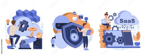 Cloud Software Abstract Concept Vector Collection Of Scenes Cloud Computing Security Saas