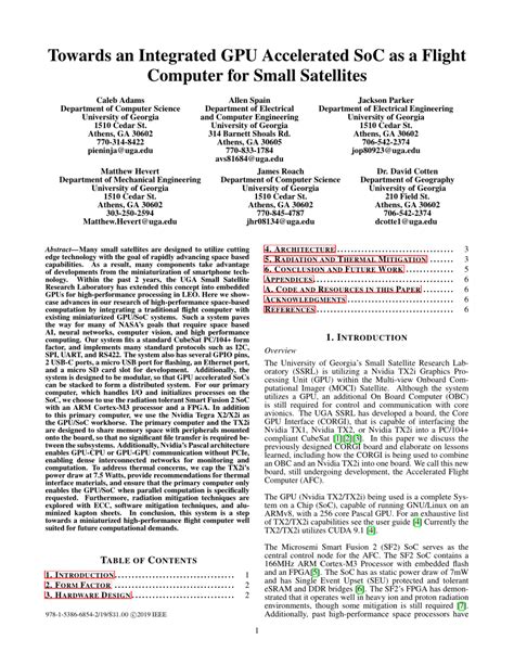 Pdf Towards An Integrated Gpu Accelerated Soc As A Flight Computer For Small Satellites