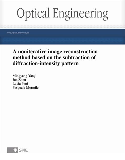 PDF Noniterative Image Reconstruction Method Based On The Subtraction Of Diffraction Intensity