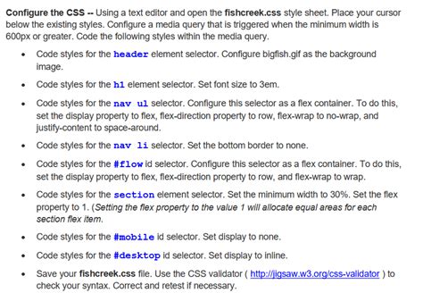 Solved Configure The Css Using A Text Editor And Open The