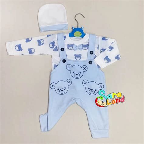 ست بلوز و شلوار سرهمی نوزاد طرح خرس آبی شاپینو