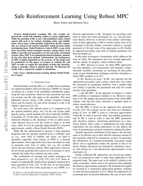 Pdf Safe Reinforcement Learning Using Robust Mpc