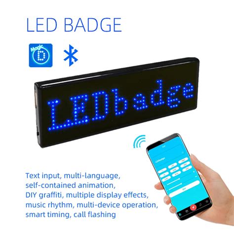 Bluetooth LED Name Badge DIY Programmable Scrolling Message Board Multi Language Mini LED Tag