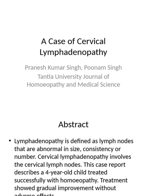 Cervical Lymphadenopathy Case Presentation Pdf