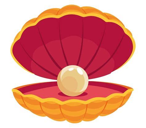 Premium Vector Pearl In Seashell Open Seashels Scallop And Pearl Shell Icon Beautiful Pearl In