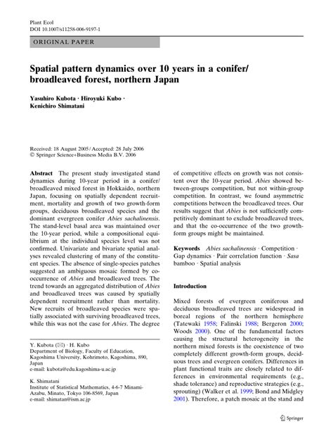 Pdf Spatial Pattern Dynamics Over 10 Years In A Coniferbroadleaved