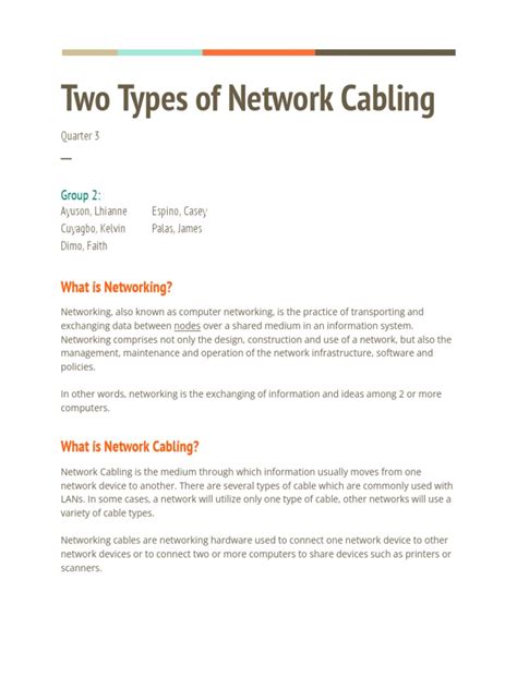 Two Types Of Network Cabling Pdf