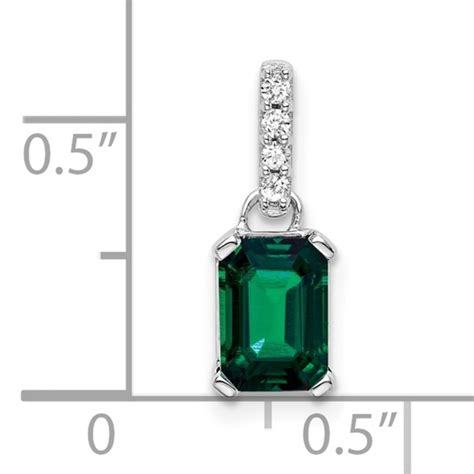 Lab Grown Diamond And Emerald Color Pendant In 14k White Gold Prong Setting