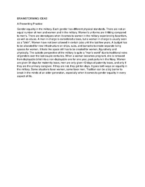 1 3 Brainstorming Freewriting Brainstorming Ideas A Freewriting Practice Gender Equality In