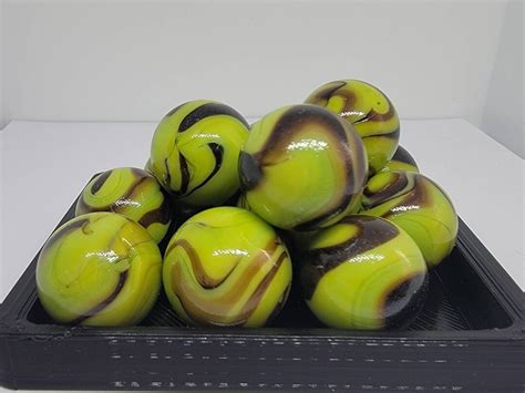 Pack Of 3 Mega Marbles Grasshopper Glass Boulder Marbles 1 Yellowish