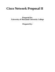 Cisco Network Proposal II Docx Cisco Network Proposal II Prepared For University Of Maryland