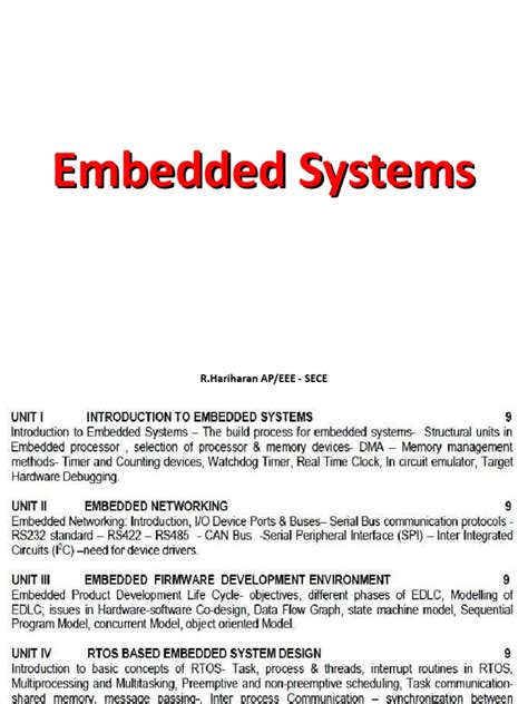 Unit I Embedded Systems Pdf Random Access Memory Embedded System