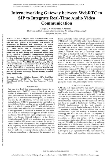 Pdf Internetworking Gateway Between Webrtc To Sip To Integrate Real