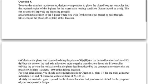 solved question 3 to meet the transient requirements