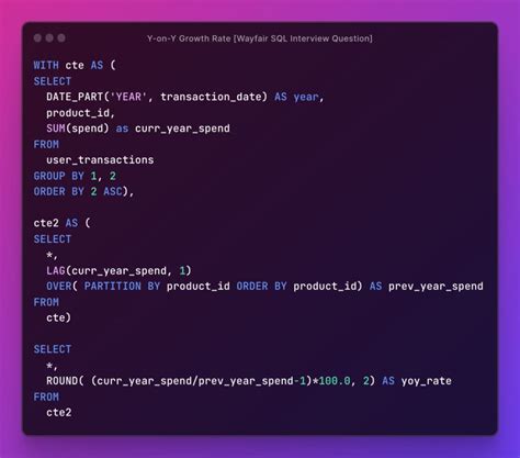How To Perform Yoy Growth Analysis With Sql Malavan Satkunarajah