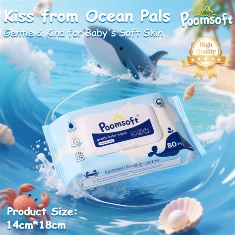 Poomsoft 5 Packs X 80 Sheet Powder Scented No Alcohol Gentle Wipes For