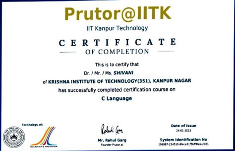 Completed C Programming Course At Iitkanpur Shivani Kushwaha Posted