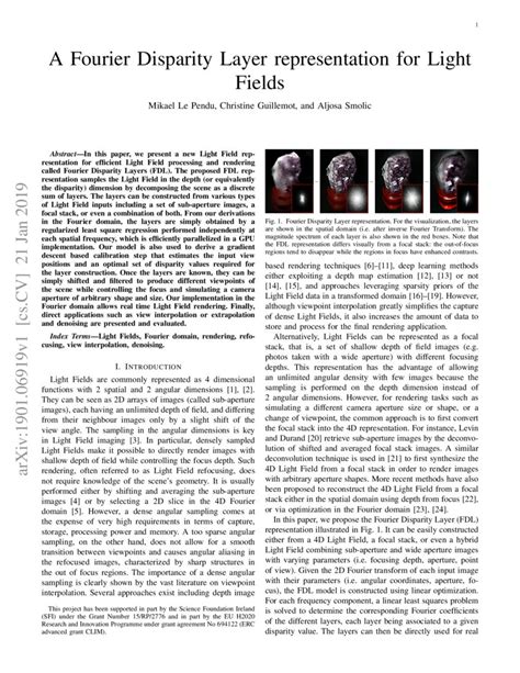 A Fourier Disparity Layer Representation For Light Fields Deepai