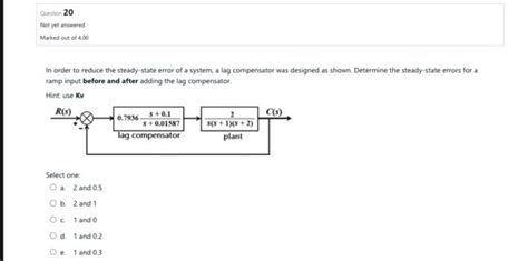 Solved In Order To Reduce The Steady State Error Of A Chegg