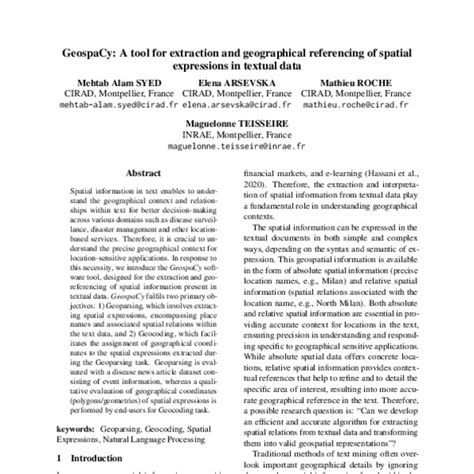 Geospacy A Tool For Extraction And Geographical Referencing Of Spatial