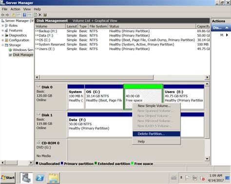 [solved] windows server 2008 r2 extend volume greyed out