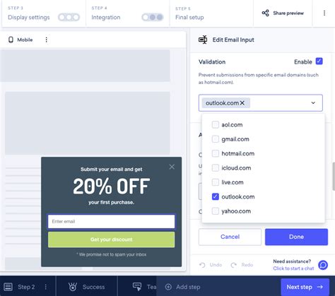 Email Field Validation Sleeknote