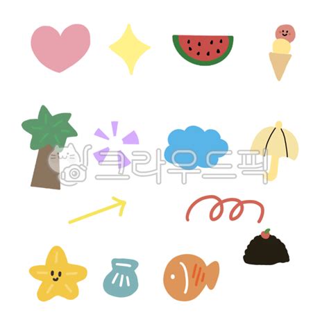 굿노트스티커 다이어리꾸미기 다이어리스티커 여름스티커 수박 사진이미지일러스트캘리그라피 Cooki작가