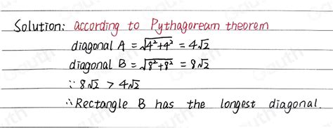 solved which rectangle has the longest diagonal the diagram is not