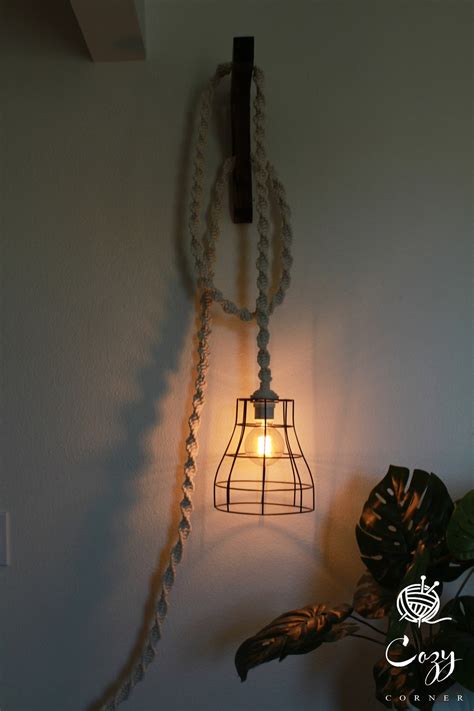 Macramè Cord Light Macrame Pendant Lamp Hanging Rope Light Home Décor Lightbulb and
