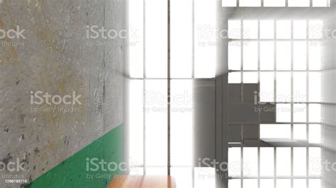 Interior Of Prison Room Inside With Shine Rays Computer Generated 3d