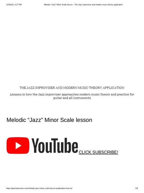 Melodic Jazz Minor Scale Lesson The Jazz Improviser And Modern Music Theory Application