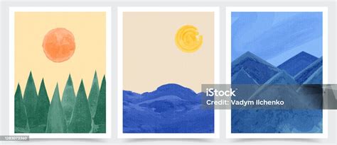 벡터 그림입니다 추상적인 현대미학 배경 표지 포스터 브로셔 잡지 엽서 전단지 배경 화면 디자인 내부 벽 장식 수채화 그림 자연