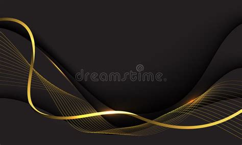 Abstract Luxury Gold Ribbon Line Wave Curve On Black Design Modern