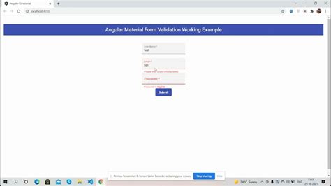 Angular Material Form Validation Working Example Youtube