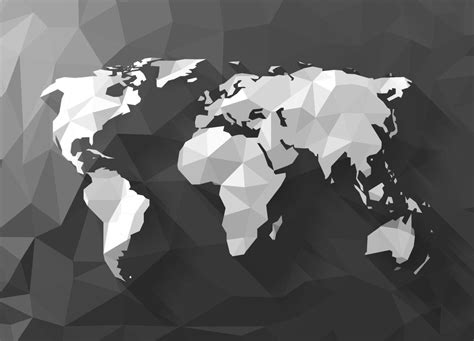 Black And White Abstract 3d Global Planet Map With Geometric Design For