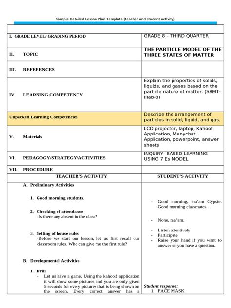 Annotated Lesson Plan Sample Pdf
