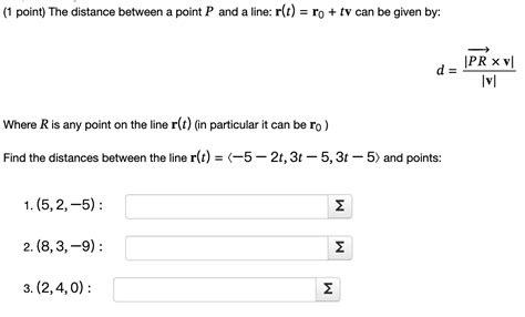 Solved 1 Point The Distance Between A Point P And A Plane Chegg Com Chegg Com