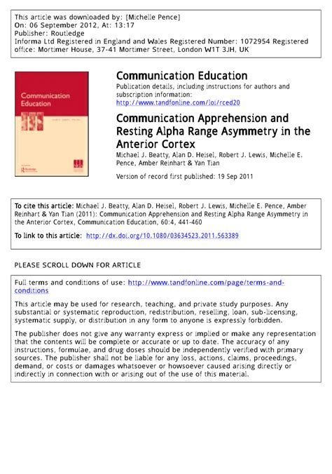 Pdf Communication Apprehension And Resting Alpha Range Asymmetry In