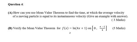 solved question 4 a how can you use mean value theorem to