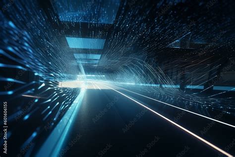 Illustration Of Fast Internet With Encoded Data Stream Big Data Analytics Protected Databases