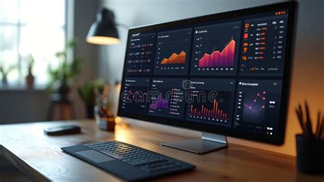 Data Analytics Dashboard On Modern Computer Screen Ai Generated Stock