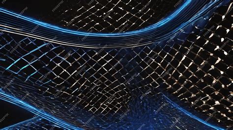 Premium Ai Image Lattice Structure Curve Blue Lines On Black Background Geometric Technology