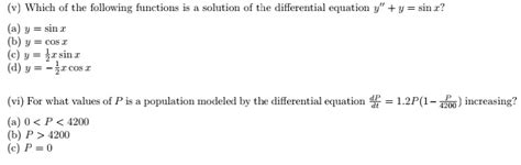 Solved V Which Of The Following Functions Is A Solution Of Chegg