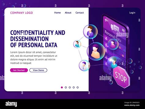 Personal Data Protection Isometric Landing Page Internet Social Networks Media Cyber Privacy